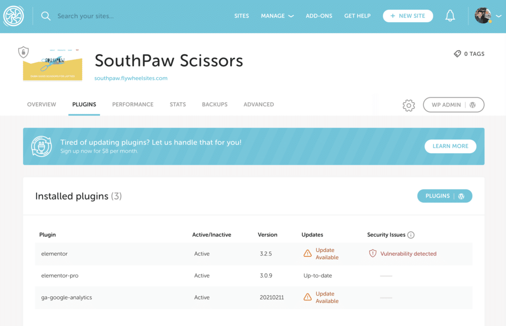 Flywheel | Plugin Security Alerts: Overview